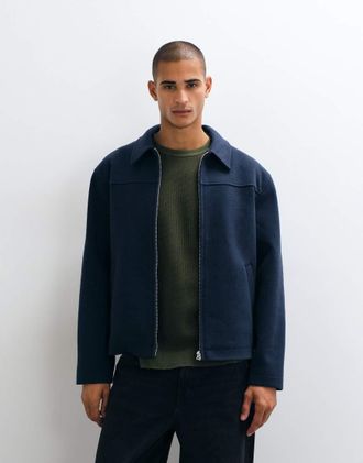 Asos veste zipp&eacute;e effet laine bleu marine