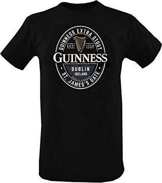 Guinness Traditional Crafts Imprim&eacute; &Eacute;tiquette Anglaise T-Chemise, Noir, L Homme