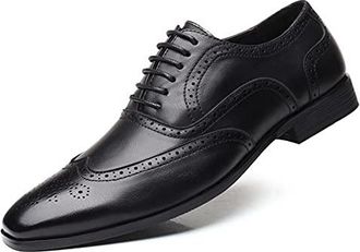 Generic Chaussures habill&eacute;es for Hommes, &agrave; Lacets, Bout carr&eacute;, Style Brogue, en Cuir PU antid&eacute;rapant, Talon Bloc, Basses, Classiques(Noir,45 EU)