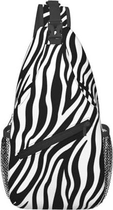 Generic Z&egrave;bres &Agrave; Rayures Noires Et Blanches Sac &Agrave; Bandouli&egrave;re Multifonctionnel Sacoche Epaule Antivol Sac Banane Pour Randonn&eacute;e Excursion Homme