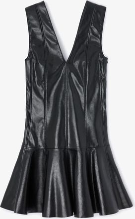 Ganni Robe courte en cuir noire Noir - Pour Femme