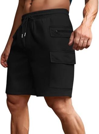 Generic Short de bain hawa&iuml;en &agrave; s&eacute;chage rapide pour homme avec poches, Noir, 3XL