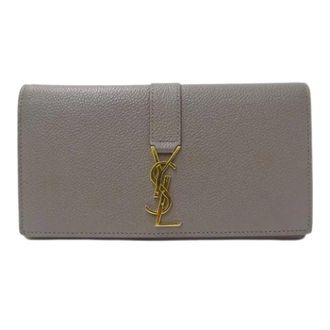 Saint Laurent Portefeuille long (bi-pli) Pre-owned - Femme - Pre-owned - Gris - Taille: ONE Size