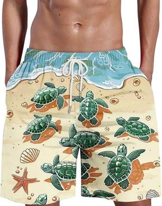 Generic Short de bain d&eacute;t&eacute; pour homme - Imprim&eacute; num&eacute;rique - Taille &eacute;lastique - Style d&eacute;contract&eacute; - Tendance - Pour les vacances, Vert, 6XL