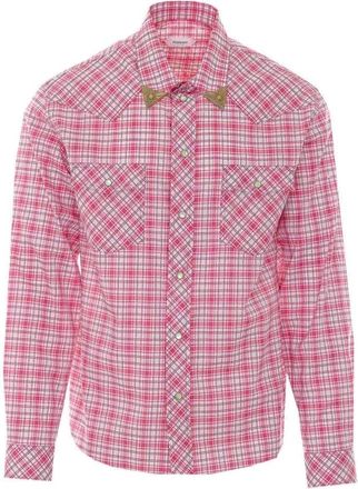 Versace Chemise ajust&eacute;e en coton popeline &agrave; carreaux - Homme - Chemises - Rouge - Taille: L