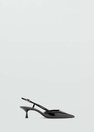 Mango Chaussures &agrave; talon en cuir vernis noir - Femme - 35 - MANGO