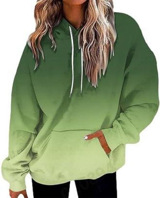 Generic Sweat &agrave; capuche d&eacute;grad&eacute; de couleur pour femme - Pull surdimensionn&eacute; - Manches longues - Col rond - Pull &agrave; capuche - D&eacute;grad&eacute; de couleurs - Veste de sur