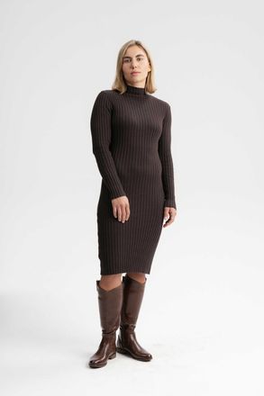 Mela Damen vegan Kleid Shivani Rib Dunkelbraun