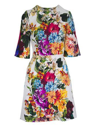 Dolce & Gabbana Minikleid mit Blumen-Print - Wei&szlig;
