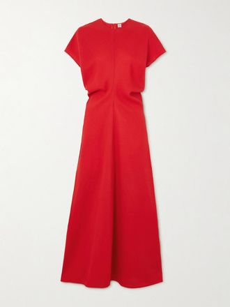 Toteme Slouch Waist Maxikleid Aus Woll-cr&ecirc;pe Mit Raffungen - Rot