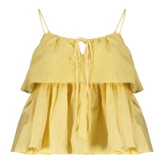 Red Valentino &Auml;rmelloses Oberteil mit zwei Lagen - - Tops - Damen - Gelb - XS