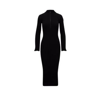 Moncler Schwarzes Woll-Midikleid - - Dresses - Damen - Schwarzk - M