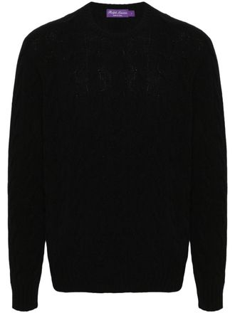 Ralph Lauren Purple Label Kaschmirpullover mit Zopfmuster - Schwarz