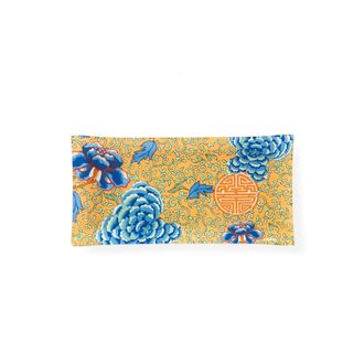 Excelsa La Via della Seta Rechteckiges Tablett aus Glas, orientalische Dekoration in Gelb und Blau