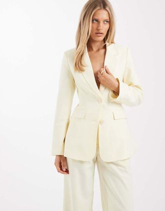 4th & Reckless Eleganter Blazer in Gelb mit geraffter Taille und Fronttasche, Kombiteil