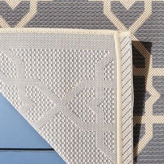 Safavieh Zeitgen&ouml;ssische Teppich f&uuml;r Wohnzimmer, Esszimmer, Schlafzimmer - Courtyard Collection, Kurzer Flor, Grau und Beige, 69 X 201 cm