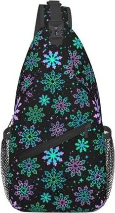 Generic Flocons De Neige Brillants D&eacute;grad&eacute;s Violet-Vert DHiver Sacoche Bandouliere Pratique Sacoche Epaule L&eacute;ger Sac &Agrave; Dos Bandouli&egrave;re Pour Sport Camping Cycl