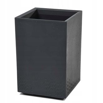 HowHomely Blumentopf Grau 59 x 40 x 40 cm Pflanzk&uuml;bel Gro&szlig; Au&szlig;en - Pflanzkasten auf Rollen mit Abflussstopfen - Pflanzk&uuml;bel Rechteckig Betonoptik f&uuml;r Garten und