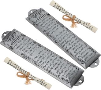 SOLUSTRE 2 Stück Religiöse Metall mezuzah mit Gravur Haustür Dekoration Außen mit Segensschrift Retro Design Kompakte Geeignet für Haus und Büro Hochwertige Ha