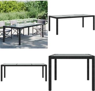 vidaXL Gartentisch Schwarz 190x90x75 cm Geh&auml;rtetes Glas Poly Rattan - Gartentisch - Esstisch - Polyrattan Tisch - Gartenm&ouml;bel - Balkonm&ouml;bel - Home & Living