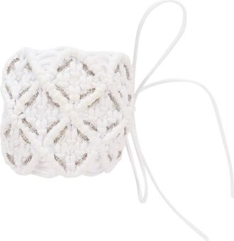 Fabiana Filippi Femme, Accessoires, Blanc, Taille: ONE Size Bracelet Tress&eacute; avec Perles