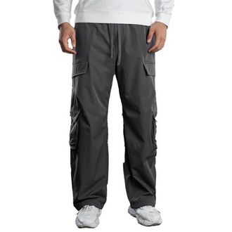 Generico Pantalon de surv&ecirc;tement cargo long en polaire pour homme type Jogger Pantalon dentra&icirc;nement ample avec poches, gris, XXL