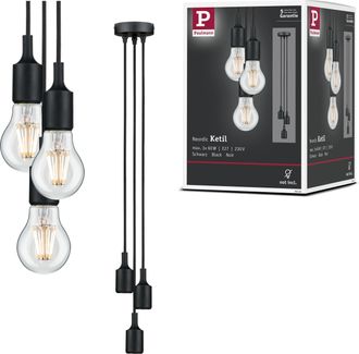 Paulmann 50382 Neordic Pendelleuchte Ketil max. 3x60 Watt Pendellampe Schwarz Deckenlampe Silikon, Metall H&auml;ngeleuchte E27 Leuchte ohne Leuchtmittel
