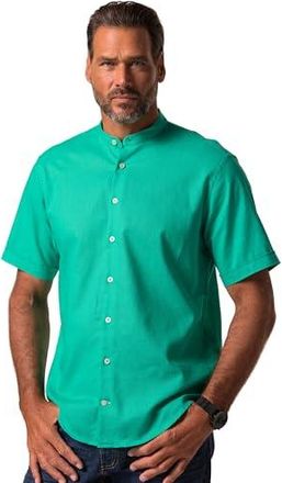 JP1880 Hommes Grandes Tailles L-8XL Chemise en Lin mélangé, Manches Courtes et col Officier, Coupe Modern Fit Vert printanier 4XL 815225454-4XL