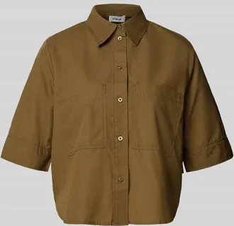 s.Oliver Red Label Boxy Fit Kurzarmbluse aus Baumwoll-Lyocell-Mix