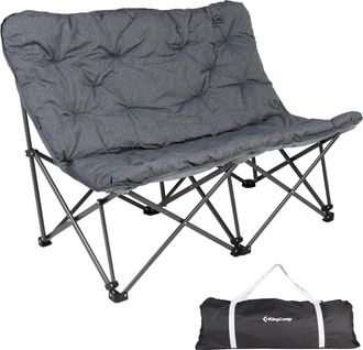 KingCamp Camping Sofa Lindon Relax Doppel Lounge Stuhl 2Personen Faltstuhl Couch Slate Grey