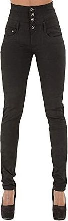 TOMWELL Femmes Taille Haute Skinny Denim Pantalon Collants Stretch Slim Fit Jeans Pantalons Crayon Pants Vintage Jeggings Noir M