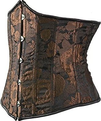 Generic Corset Sous La Poitrine Gainant Pour Femme - Grande Taille - Sexy Vintage Gothique Halloween, Marron, XXXL