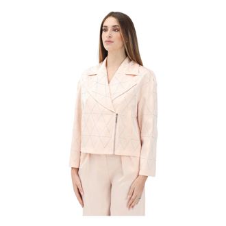 Simona Corsellini Femme, Vestes, Beige, Taille: 38 FR Veste de moto rose contemporaine