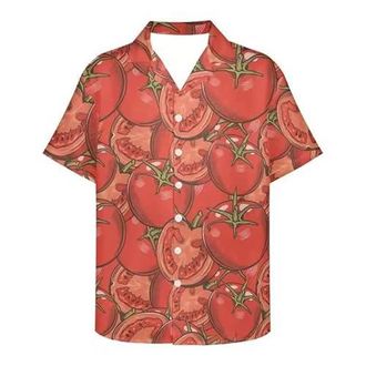 Keephen TangoDS Past&egrave;que/P&ecirc;che/Pomme Impression 3D Hawaiian Chemise pour Femmes Hommes Col Revers Manches Courtes Boutonn&eacute;e Chemises F&ecirc;te Aloha Chemises