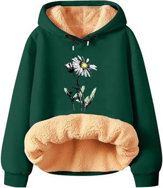 Generic Manteau en peluche pour femme - Sweat à capuche en polaire confortable pour femme - Automne et hiver - Imprimé de Noël - Haut à manches longues et col