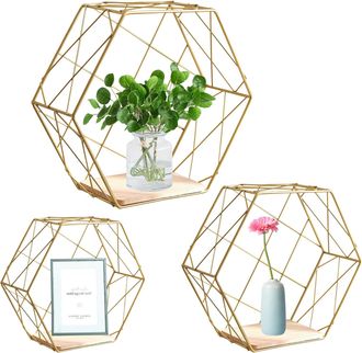 Generic Schweberegal f&uuml;r die Wand | Schweberegal f&uuml;r Schlafzimmer, Wohnzimmer, B&uuml;ro, Schlafzimmer, Aufbewahrung, dekoratives geometrisches Design, modernes Bi