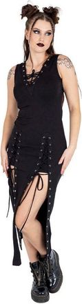 Vixxsin Maxikleid Kienna Gothic Goth Nieten Schn&uuml;rung Geschlitzt