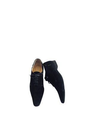 Chanel Vintage Black Suede Point Toe Oxford Shoes Size 38.5