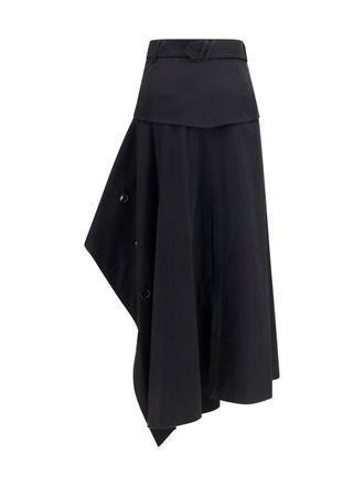 Burberry Womens Heather Asymmetric Skirt Black Cotton