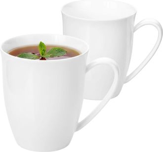 Wilmax England Wilmax - Teetassen & Kaffeetassen - 2er Set - 380ml - Kaffeebecher Porzellan - Becherset - Tasse f&uuml;r Tee, Kaffee, Cappuccino - Porzellantassen mit Gri