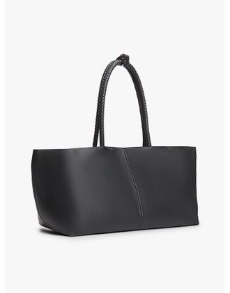 Tommy Hilfiger Tote-Bag aus Leder in Schwarz mit geflochtenem Henkel