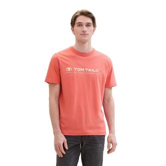 Tom Tailor Herren Basic T-Shirt mit Logo-Print, flamingo flower, L