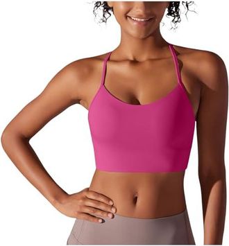 Generic 2026 Soutiens-gorge pour femme Mode Solide Beaut&eacute; Dos Yoga Wear Sous-v&ecirc;tements de sport Running Fitness, rose vif, M