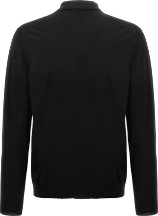 Zanone Wool Knit Polo Shirt - Black