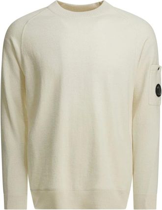 C.P. Company C.p. Company, Homme, Pulls, Blanc, Taille: XL Maille &agrave; col rond