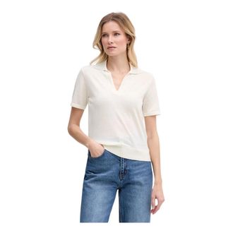 Guess Strick-Poloshirt mit kurzen &Auml;rmeln und V-Ausschnitt - - Tops - Damen - Beige - XL