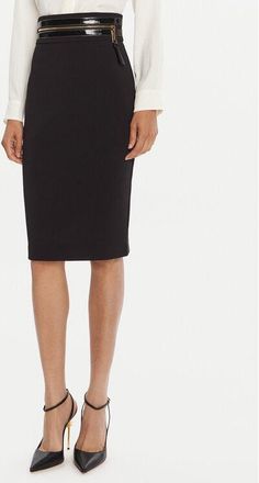 Elisabetta Franchi Bleistiftrock GO-130-56E2 Schwarz Regular Fit