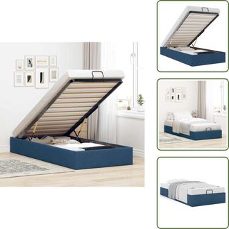 vidaXL The Living Store Ottoman-Bett ohne Matratze Blau 80x200 cm Stoff - Stauraum unter Bett