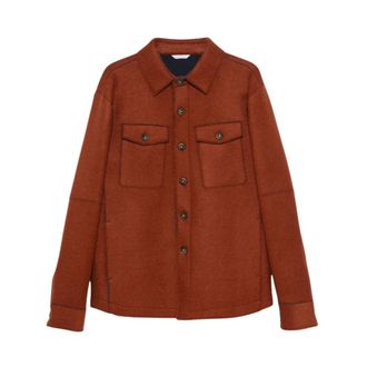 Manuel Ritz 28 Wollmantel mit Mikromuster - - Jackets - Herren - Braun - XL