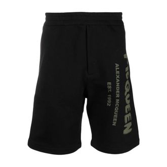 Alexander McQueen Schwarze Shorts mit Logo-Print - - Shorts - Herren - Schwarzk - M
